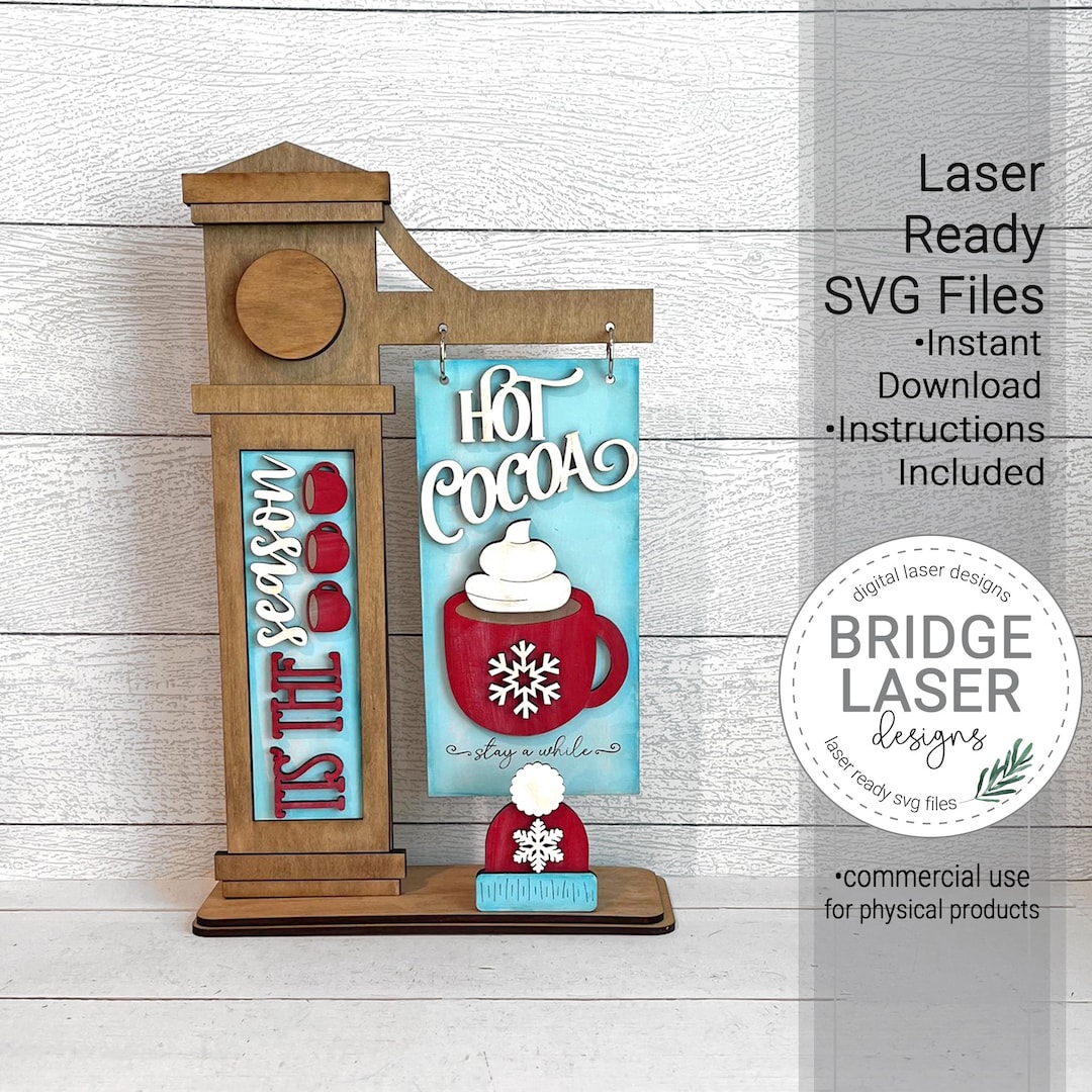 Hot Cocoa Sign Laser File, Hot Cocoa Post Interchangeable Sign SVG ...