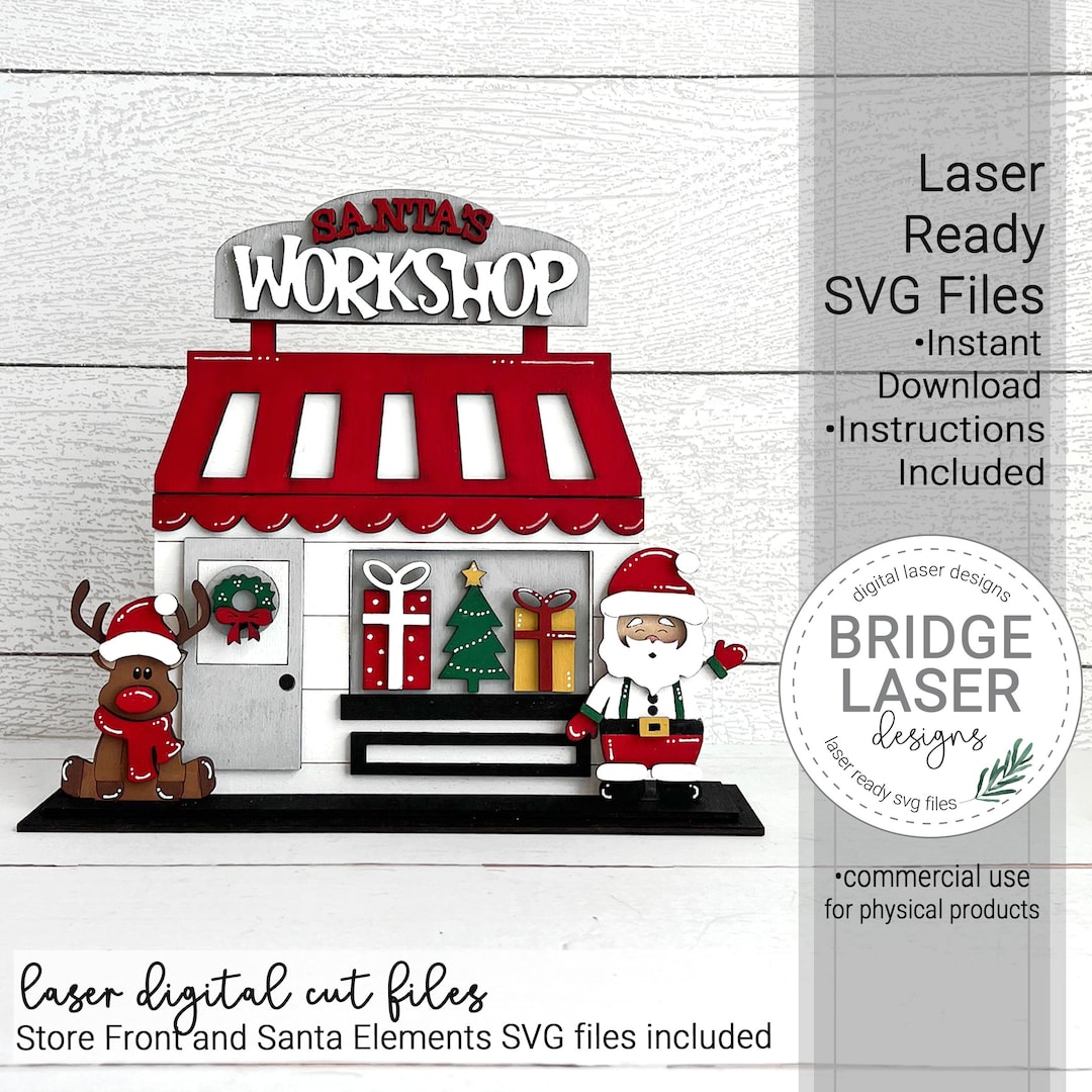 Santa's Workshop Laser Cut File, Christmas Laser Design SVG, Santa ...