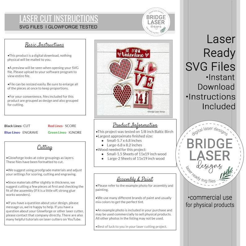 Valentine's Day Laser Cut File Valentine's Hearts - Etsy