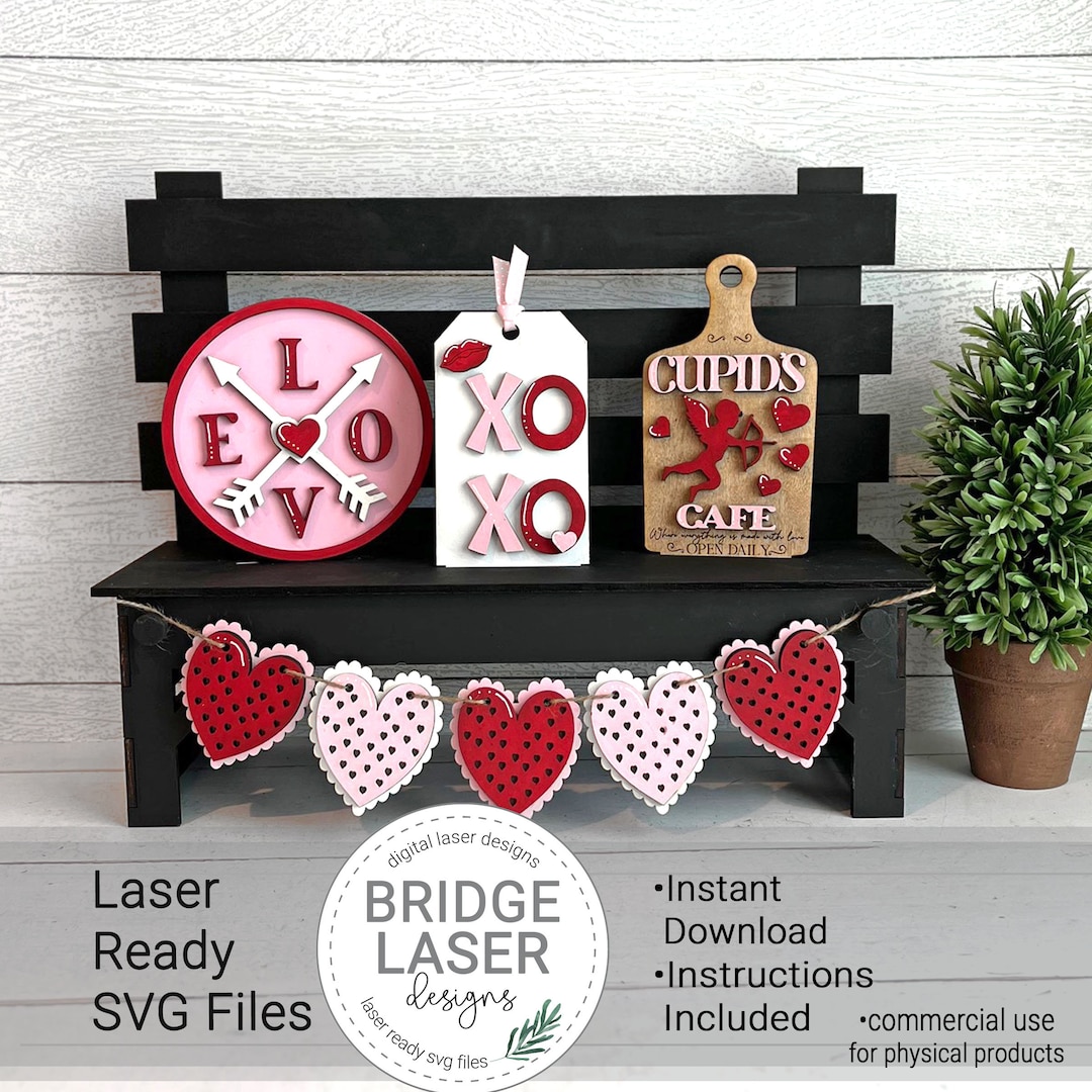 Valentine Laser Cut File, Valentine's Day Interchangeable Bench Sign ...