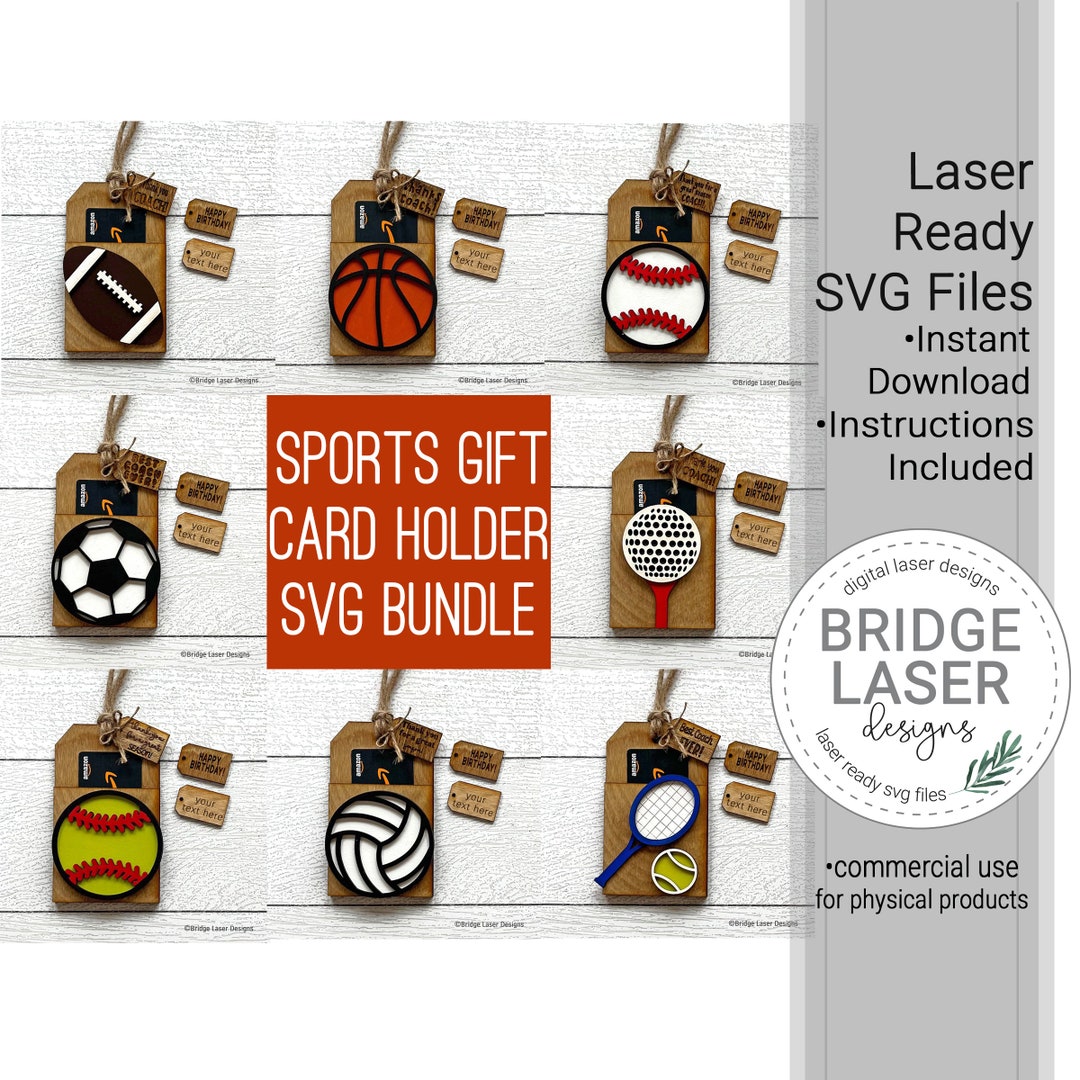 Sports Gift Card Holder BUNDLE Laser File, Birthday Gift Card Holder ...