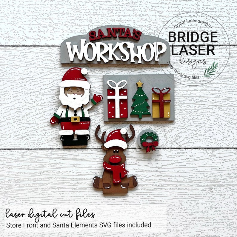 Santa's Workshop Laser Cut File, Christmas Laser Design SVG, Santa ...