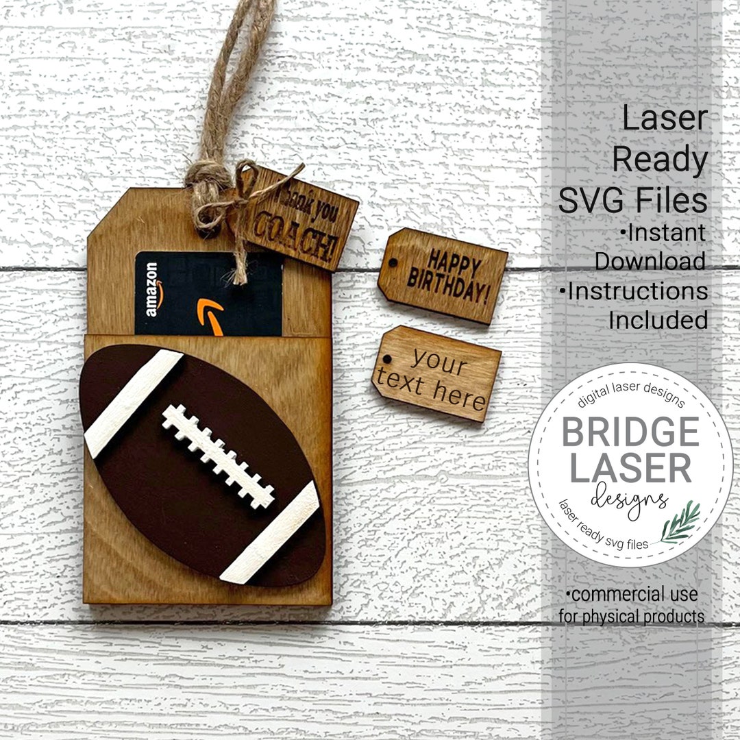 Football Gift Card Holder Laser File, Gift Birthday Card Holder SVG ...