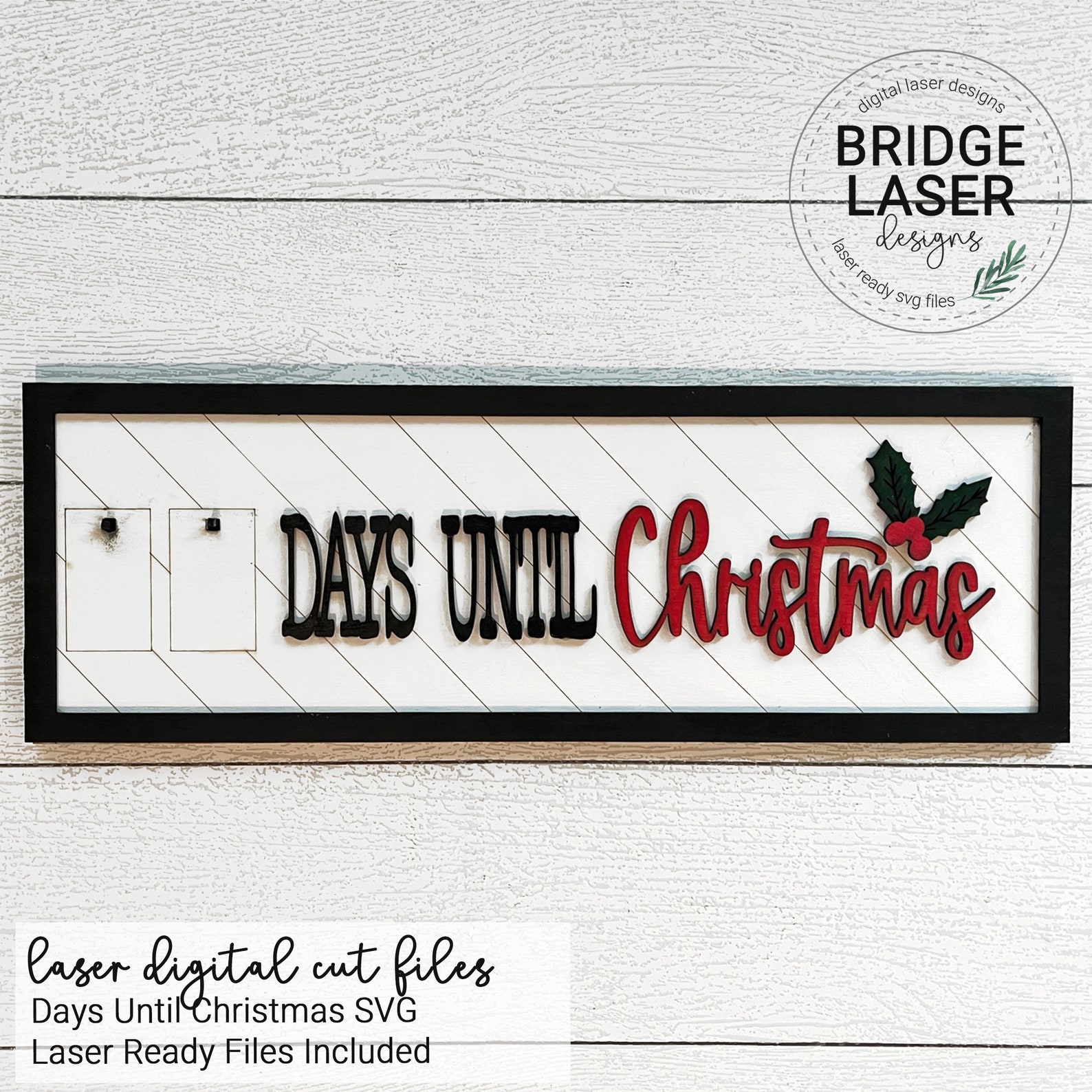Christmas Countdown Laser Cut File Christmas Countdown Svg Farmhouse