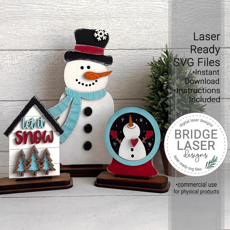 Snowman Laser Cut Files, Snowman Trio Shelf Sitter Laser SVG, Laser ...
