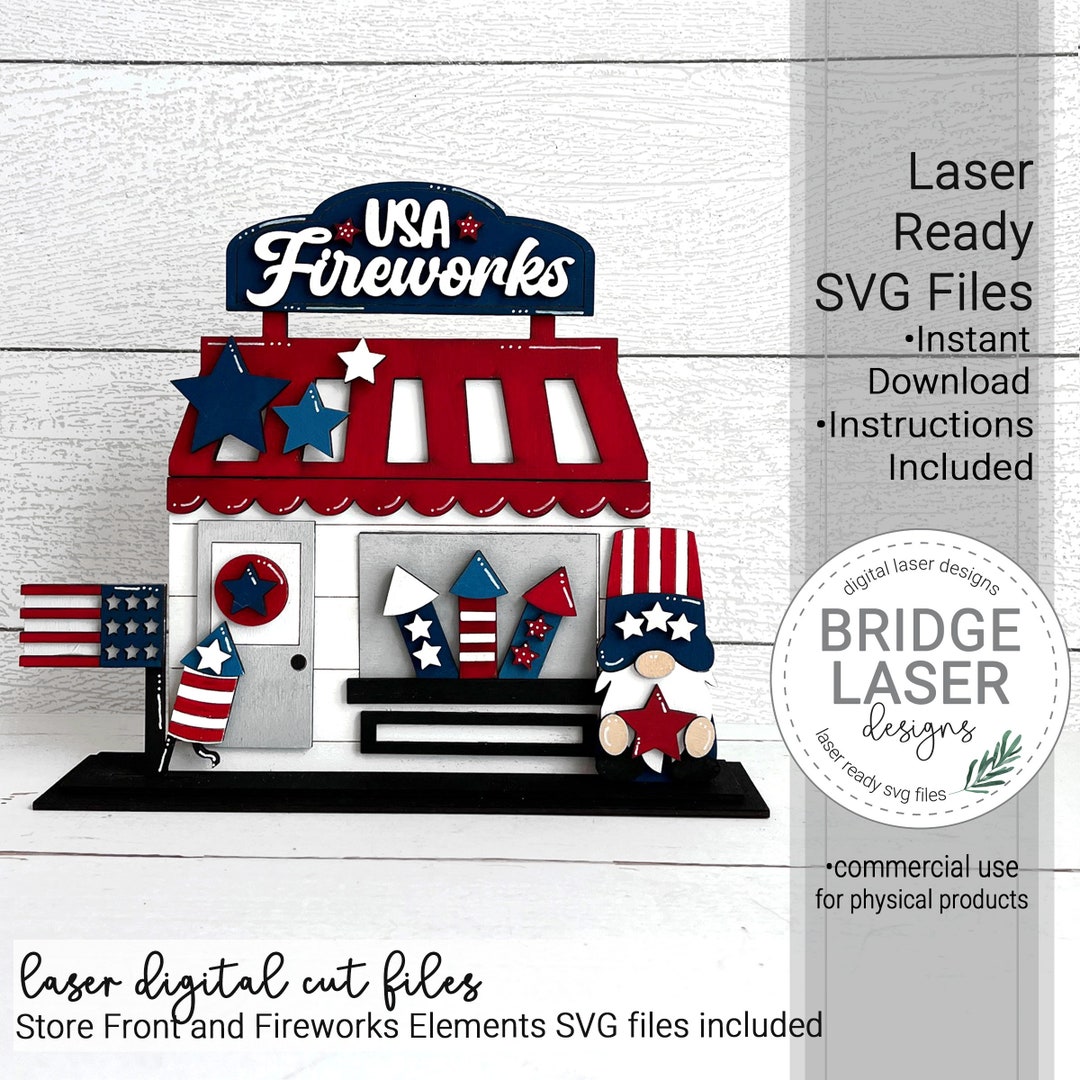Fireworks Stand Laser Cut File, 4th of July Laser Design SVG, Summer ...