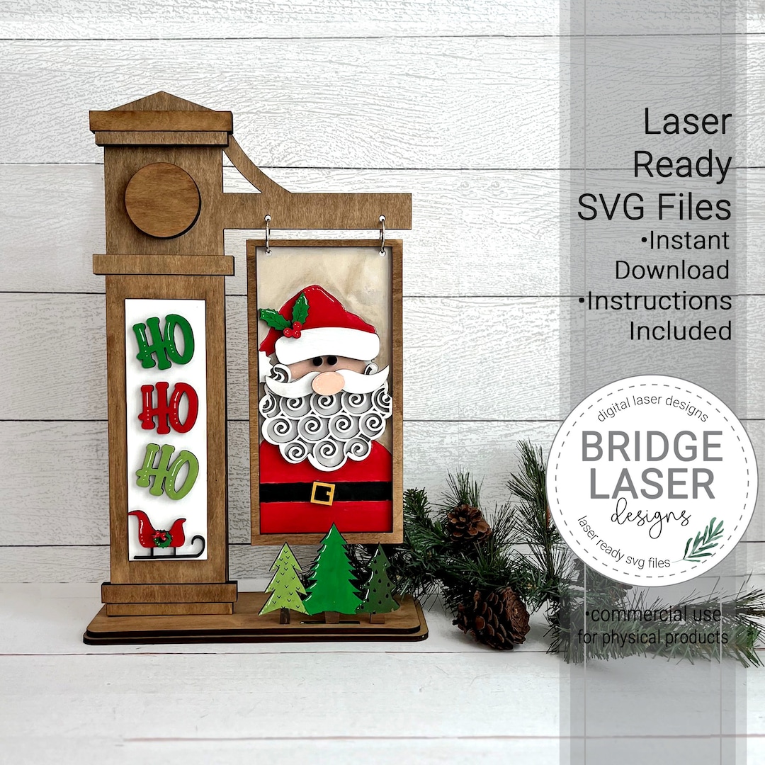 Christmas Interchangeable Sign Laser Cut File, Santa Sign SVG, Santa Ho ...