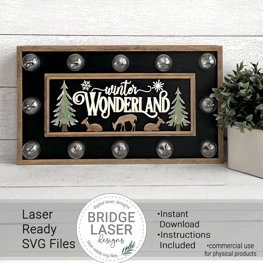 Winter Wonderland Laser Cut File, Winter Interchangeable Light Sign ...