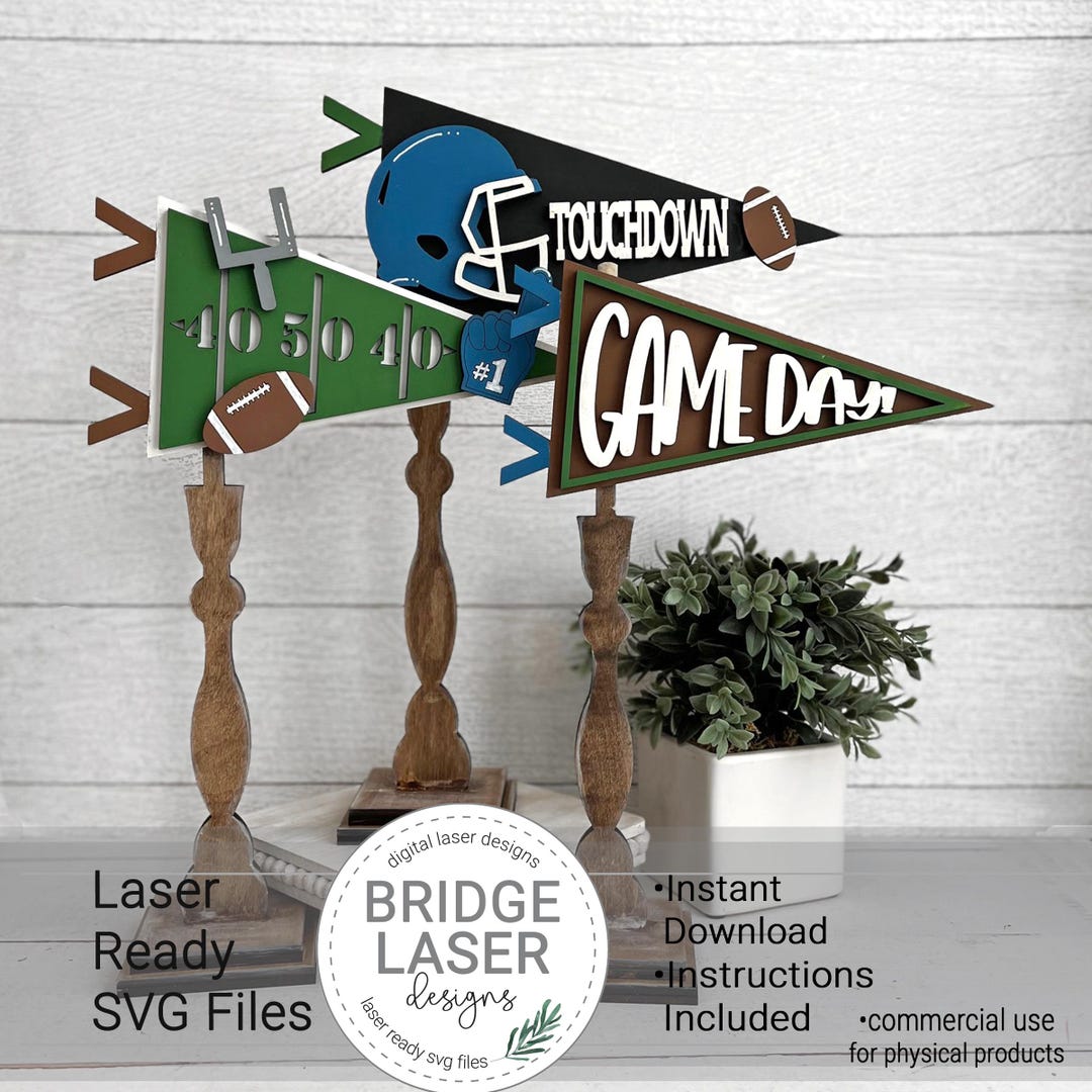Football Laser File, Interchangeable Football Pennants Laser SVG ...