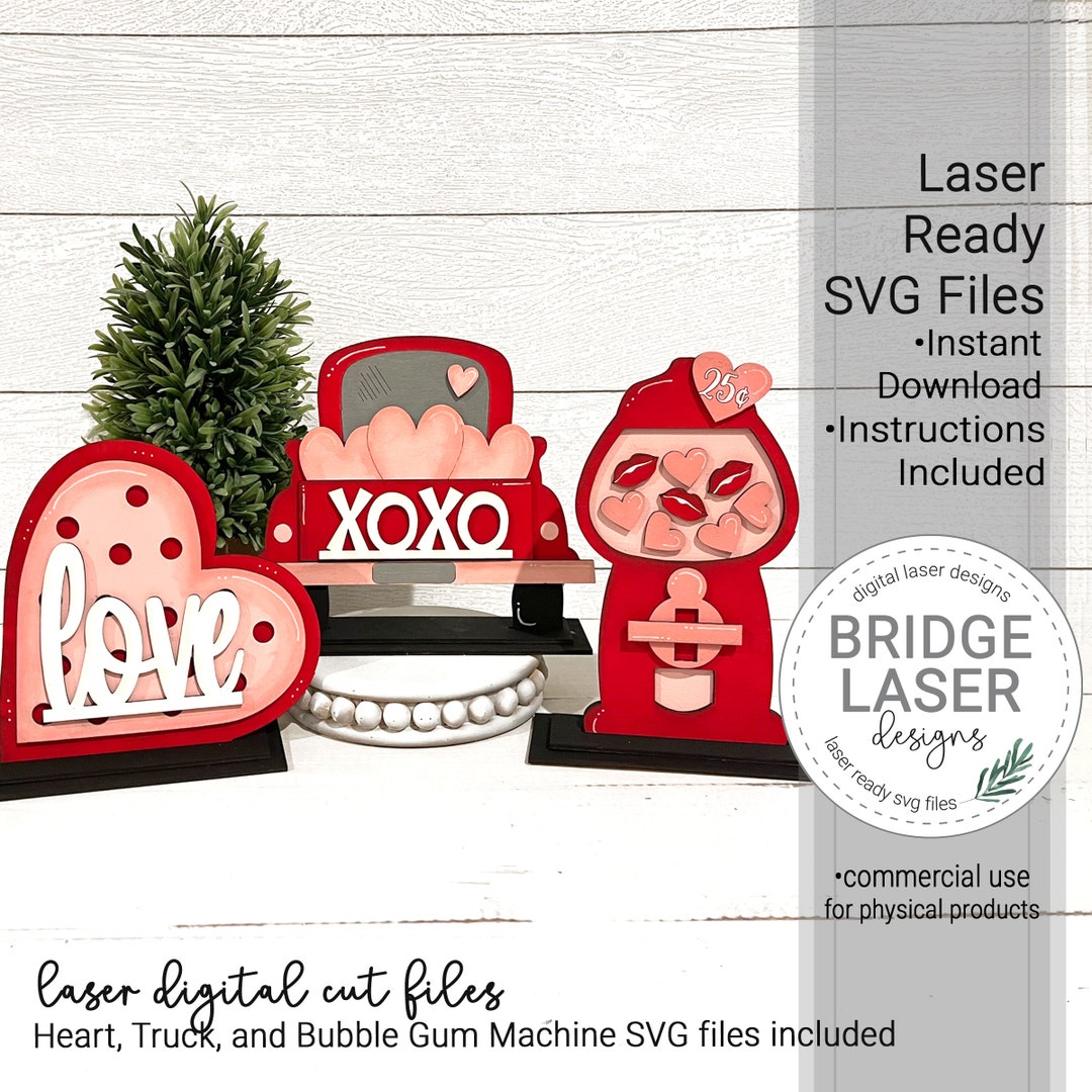 Valentine Laser File, Valentine Truck, Gumball Machine & Heart Laser ...