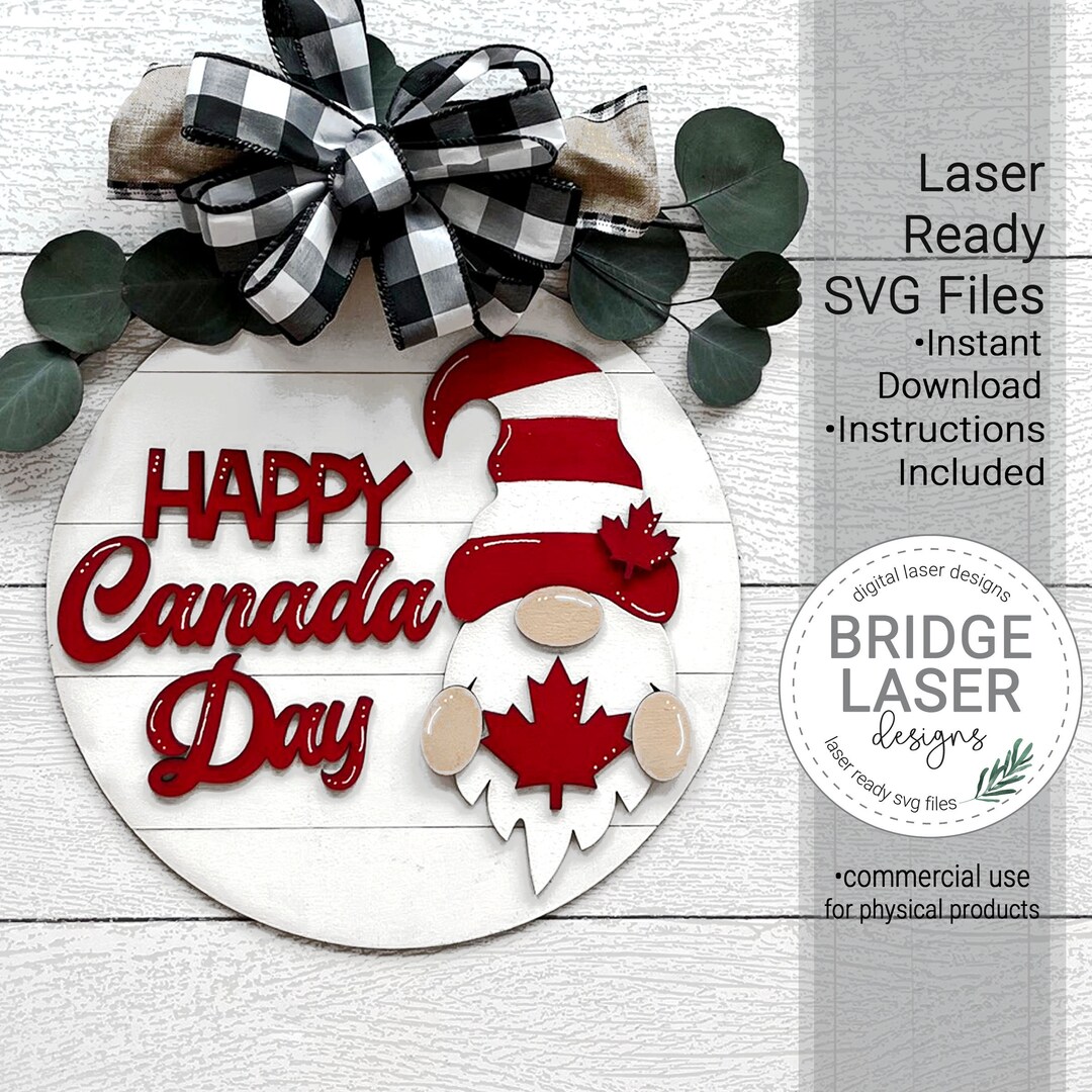 Canada Day Gnome Door Hanger Laser File, Canada Day Laser Cut Files ...