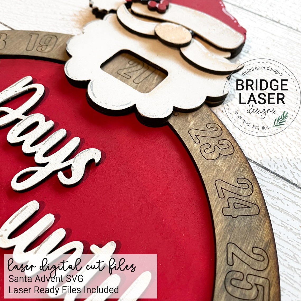 Santa Christmas Countdown Laser Cut File Christmas Santa - Etsy