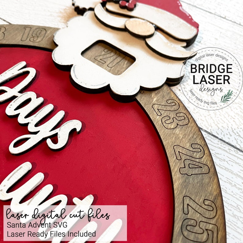 Santa Christmas Countdown Laser Cut File Christmas Santa - Etsy