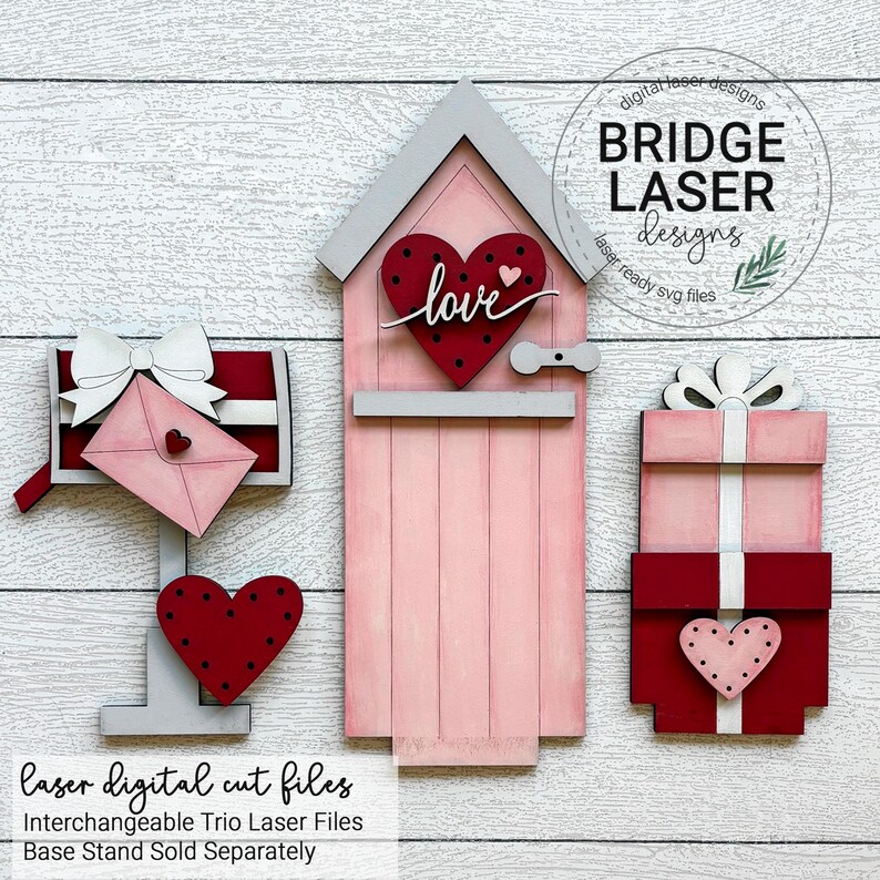 Valentine Laser Cut Files, Valentine's Day Trio Shelf Sitter Laser ...