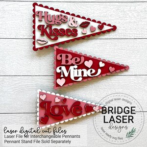 Valentine's Day Pennants Laser Cut File, Valentine Interchangeable ...