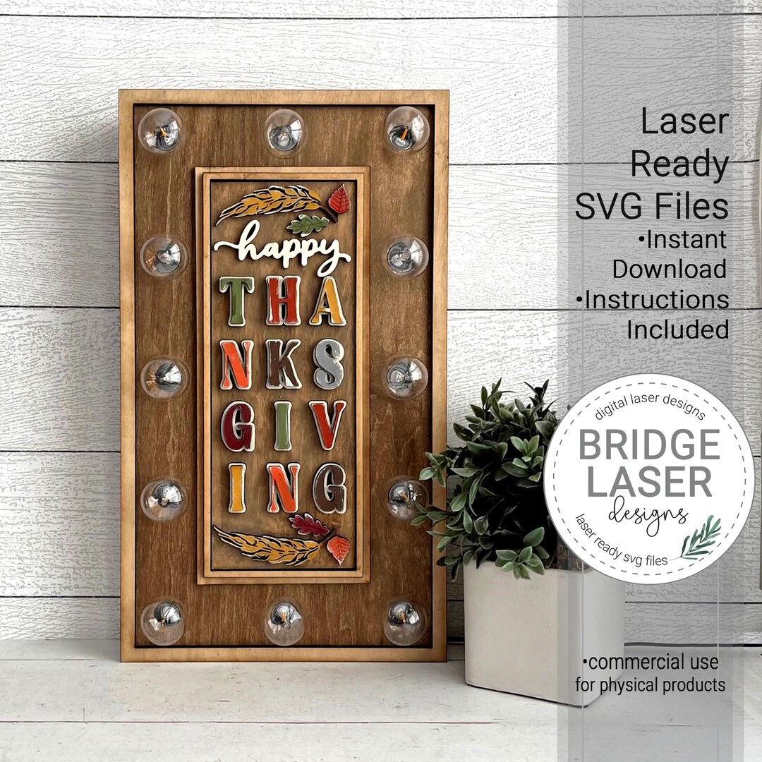 Thanksgiving Laser Cut File, Thanksgiving Interchangeable Light Sign ...