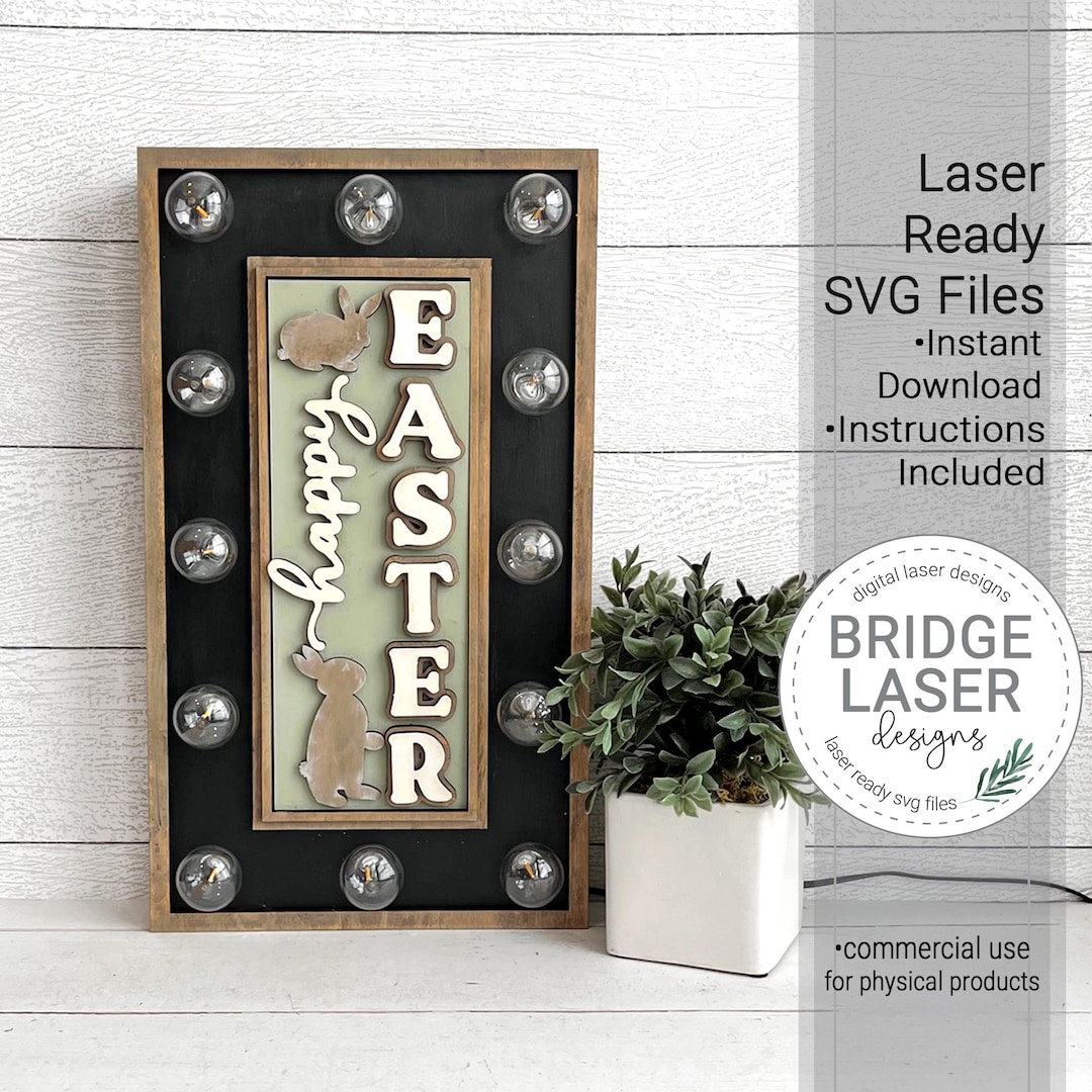 Happy Easter Laser Cut File, Easter Bunny Interchangeable Light Sign ...