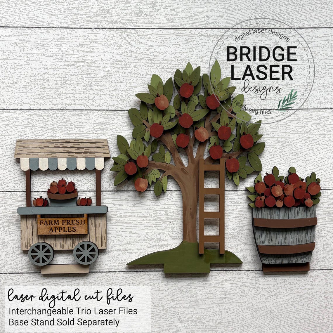 Fall Laser Cut Files, Apple Trio Shelf Sitter Laser SVG, Fall Standing ...