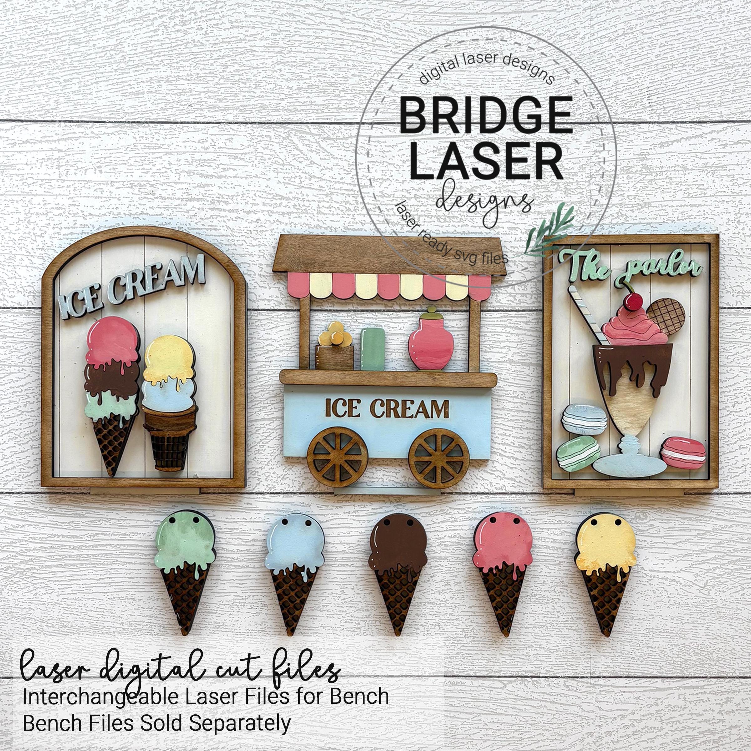 Summer Laser Cut File, Summer Interchangeable Bench Sign, Ice Cream ...