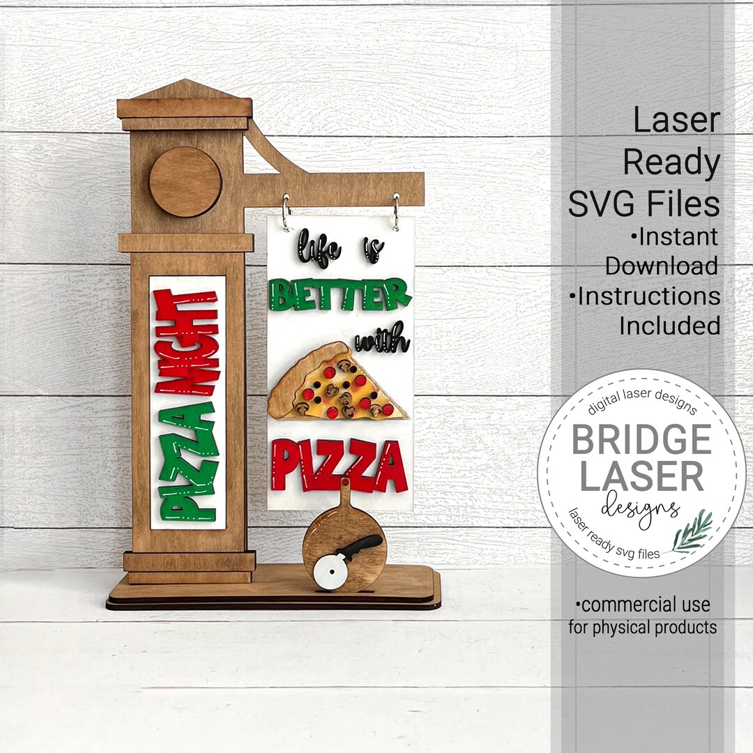 Pizza Night Sign Laser File, Pizza Interchangeable Post Sign Laser File ...