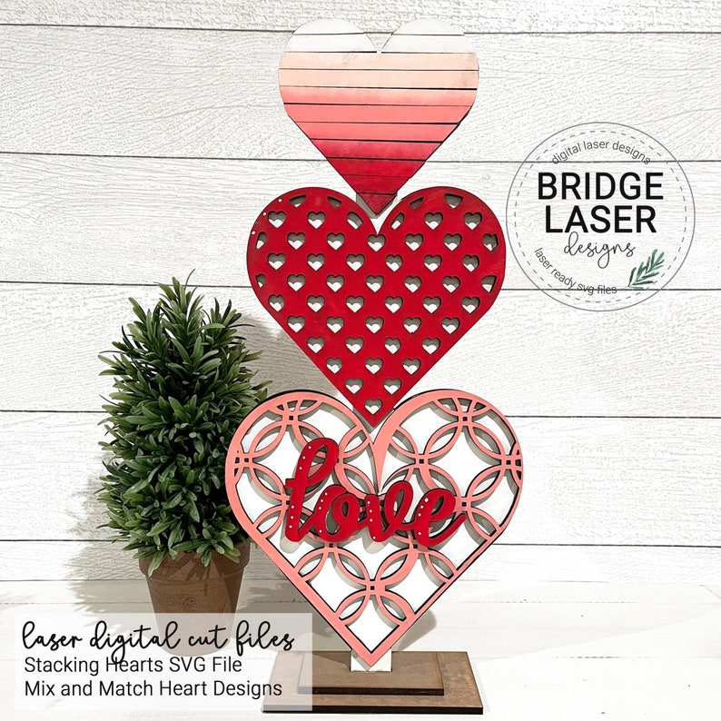 Standing Heart Valentine Laser File Valentine Hearts - Etsy