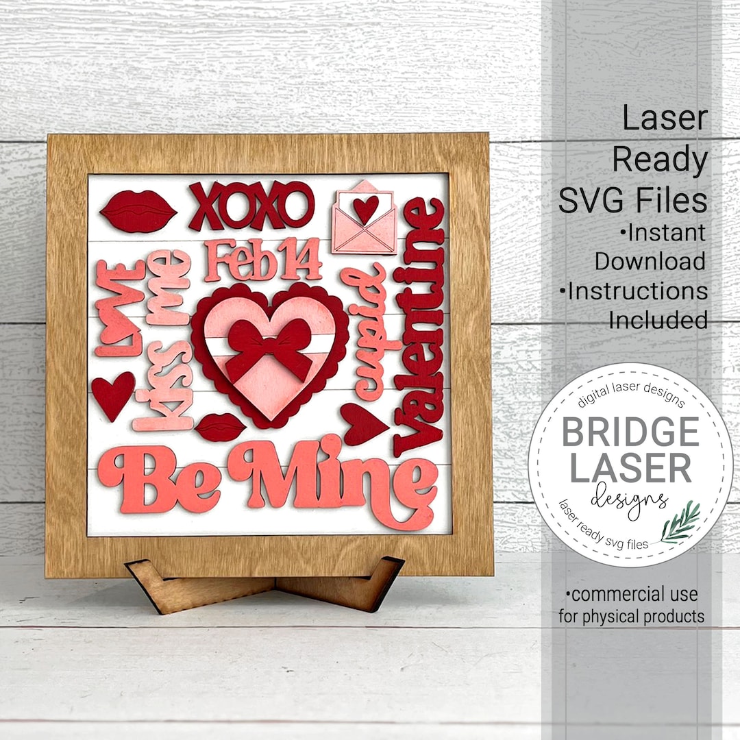 Valentine Laser Cut File, Valentine Word Collage, Valentine Sign ...