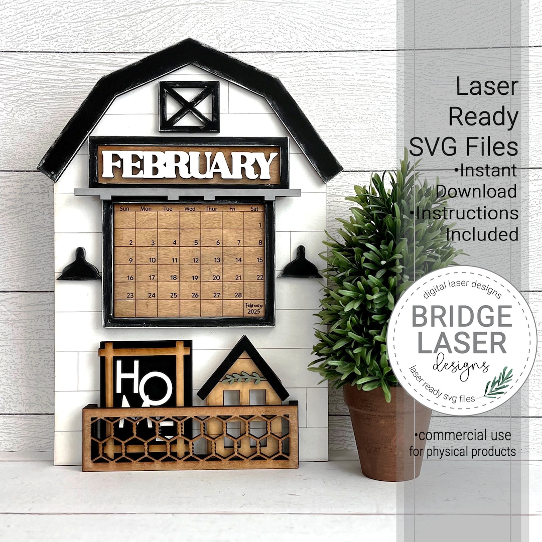 Calendar Laser Cut File, Interchangeable Laser SVG, Farmhouse Laser ...
