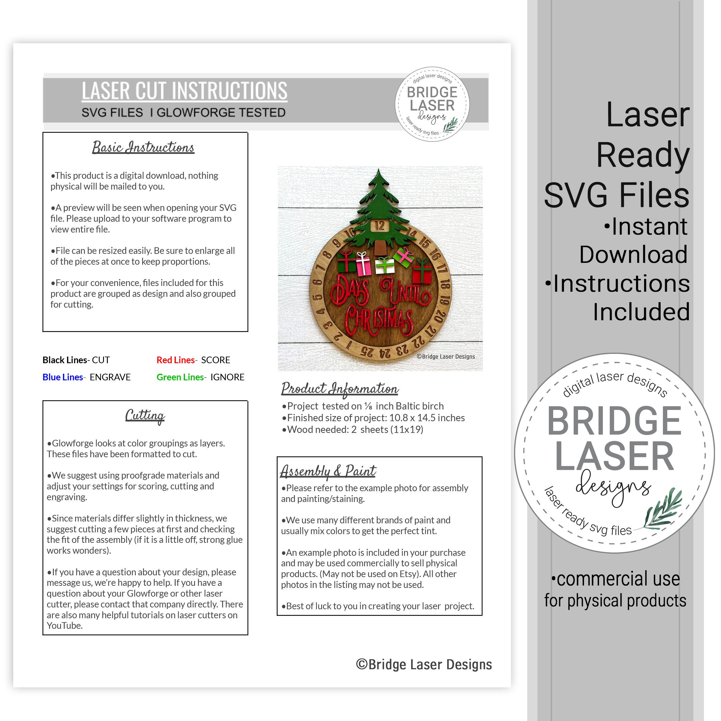 Christmas Tree Presents Countdown Laser Cut File, Christmas Tree ...