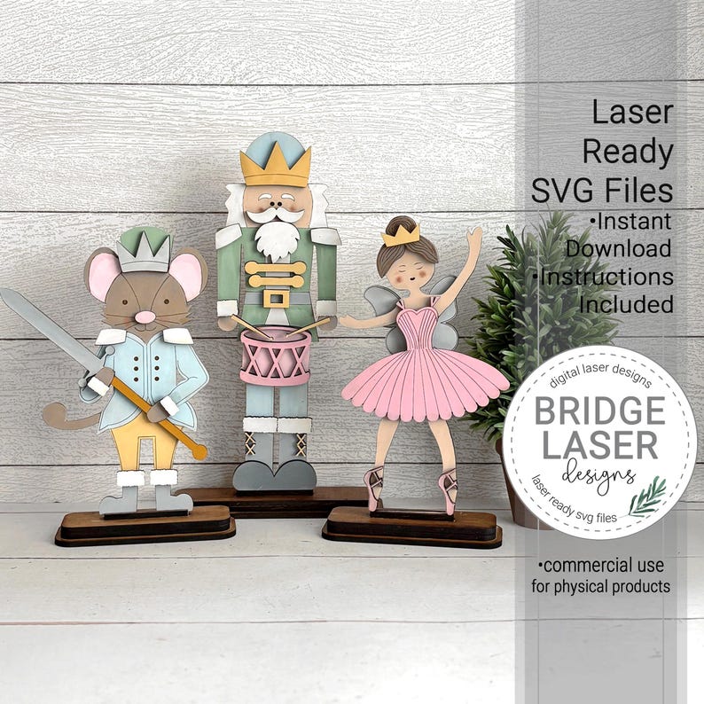 Nutcracker Shelf Sitter SVG Laser Cut File, Christmas Trio Stand ...