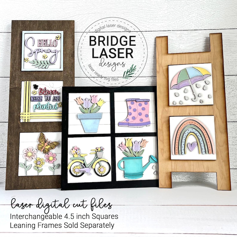 Spring Laser Cut Files Spring Interchangeable Leaning Sign - Etsy