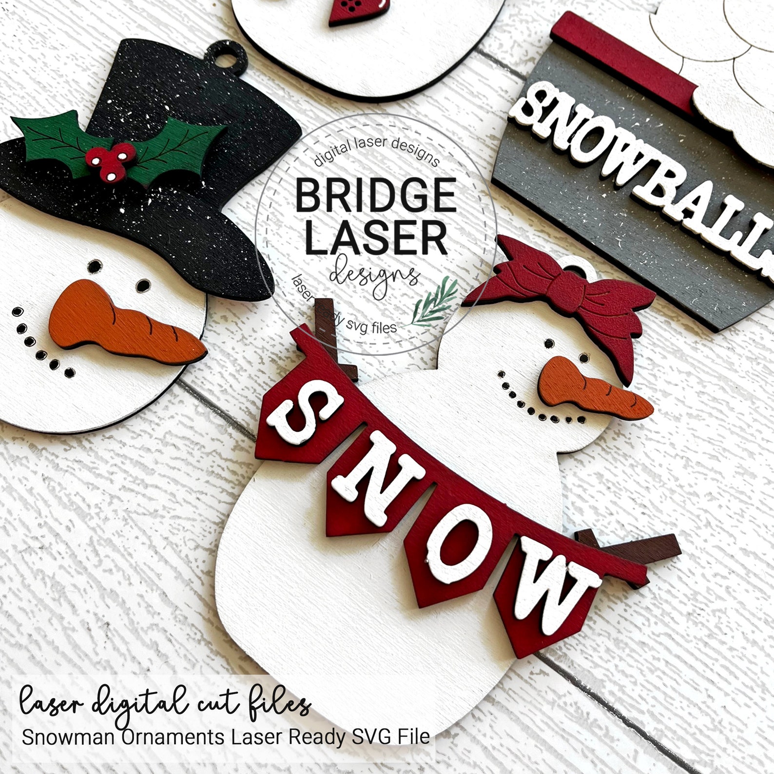 Snowman Ornament Laser File, Christmas Ornament SVG, Snowman Laser SVG ...