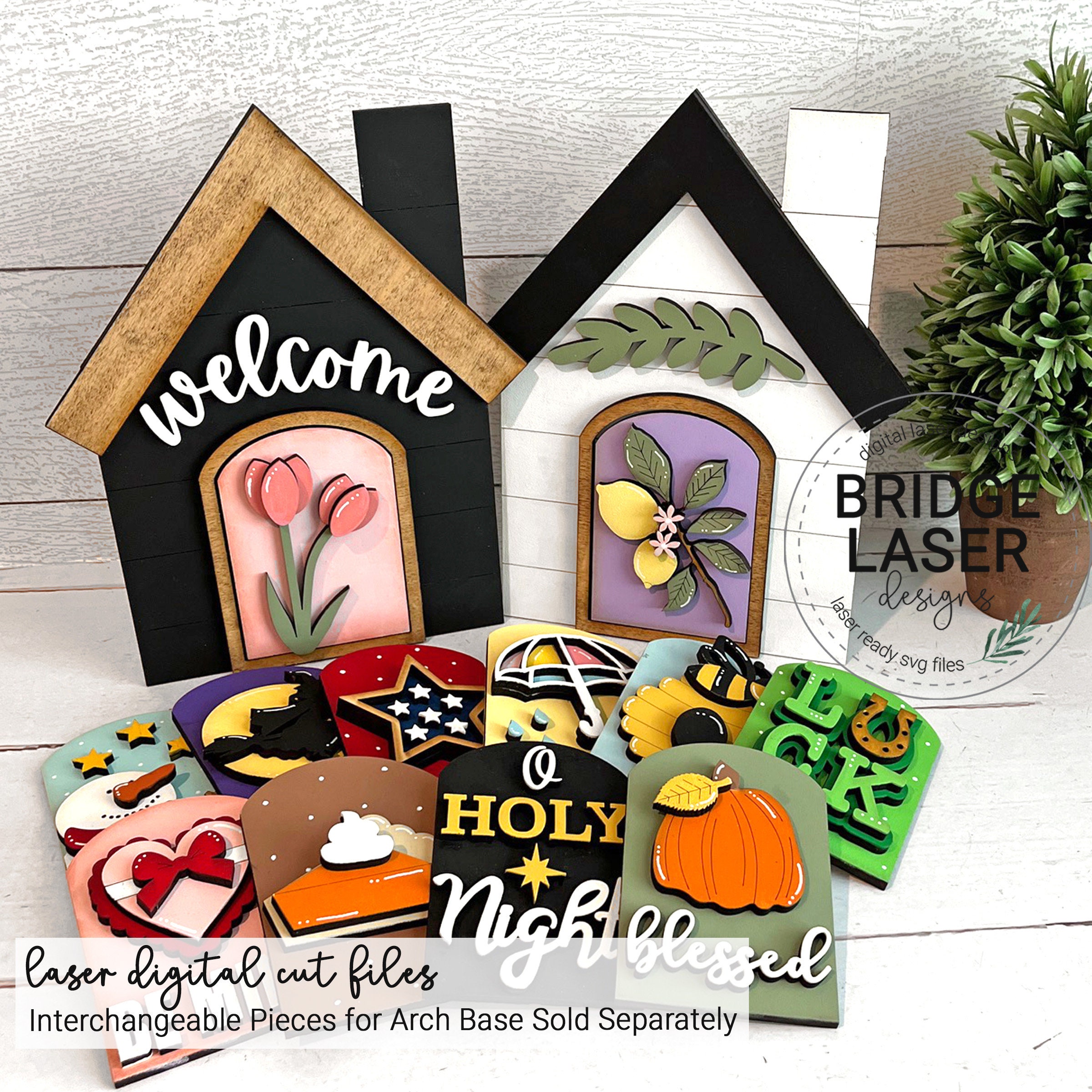 House Laser Cut File, Welcome Laser File, Seasonal Interchangeable ...