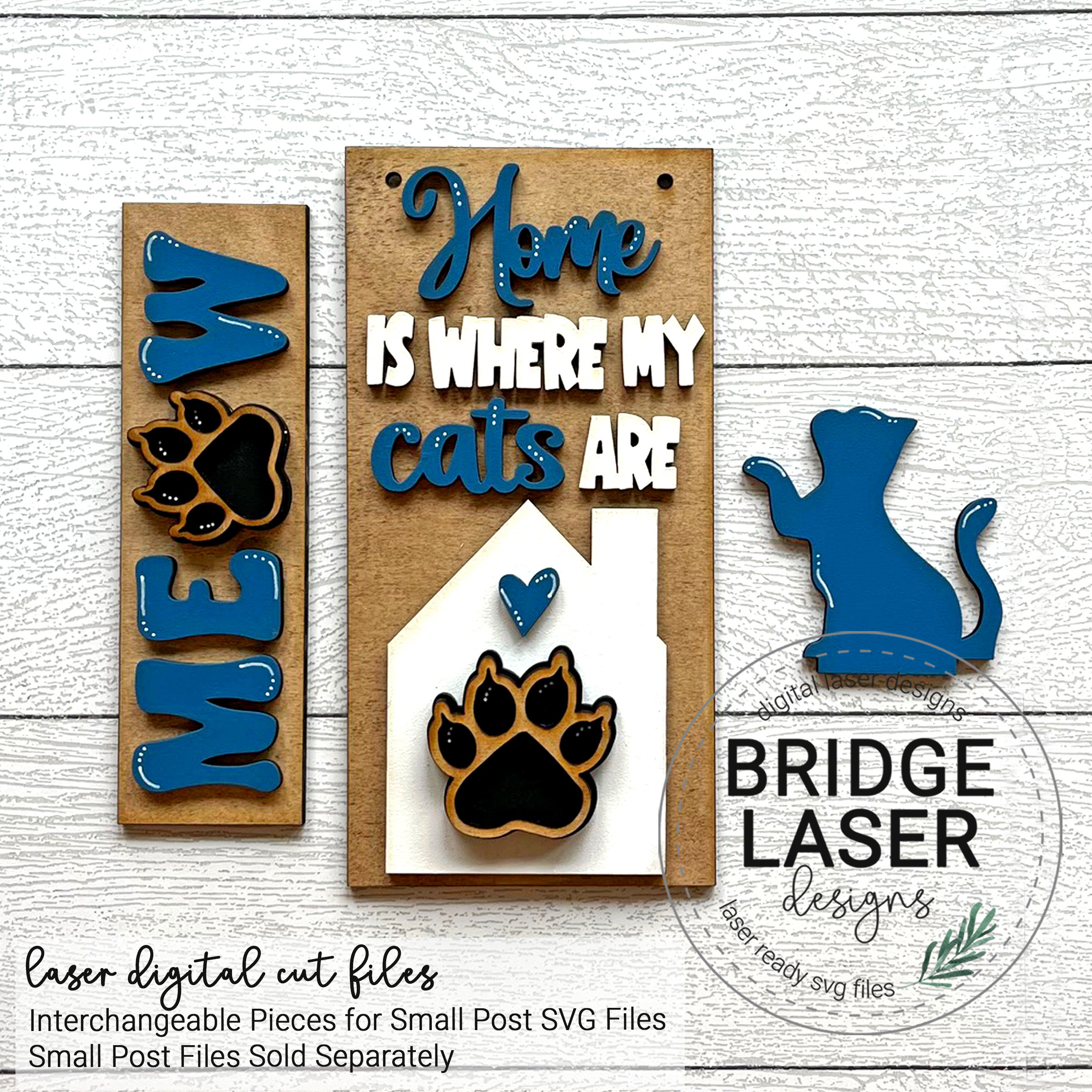 Cat Laser Cut Files, Cat Interchangeable Post Sign Laser Cut File, Cat ...