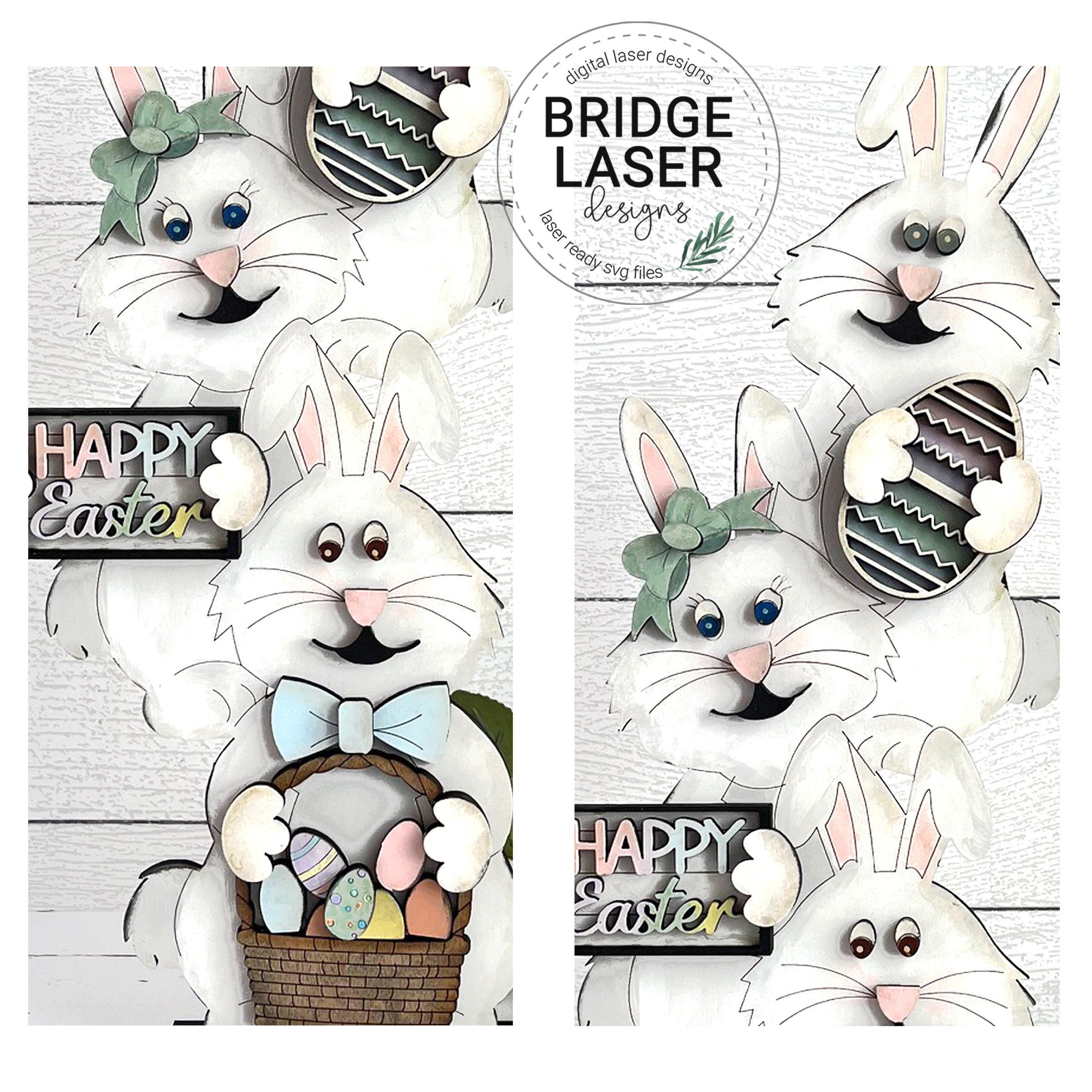Easter Laser Cut Files, Easter Bunnies Stackable Standing Laser File ...
