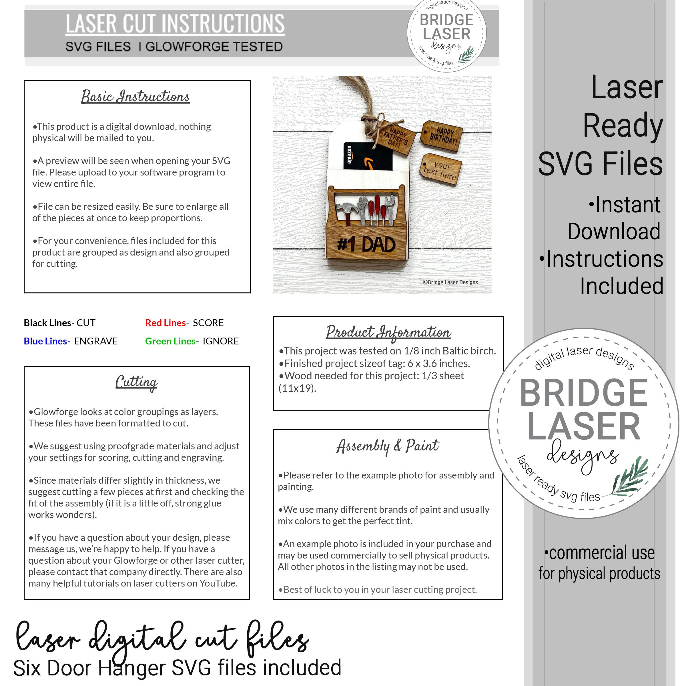 Fathers Day Tool Box Gift Card Holder Laser File, Gift Card Holder SVG ...
