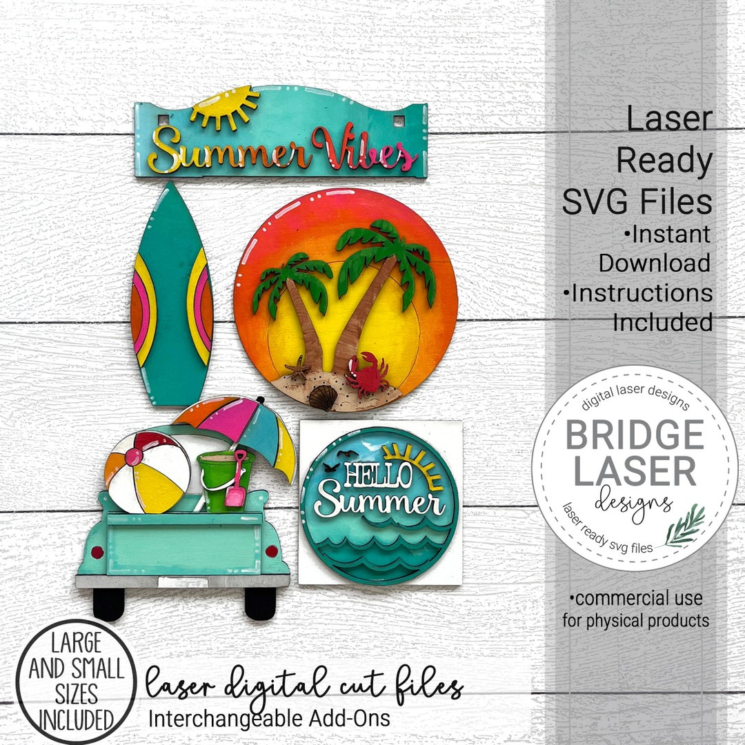Summer Beach Laser Cut File Summer Beach Interchangeable Add - Etsy