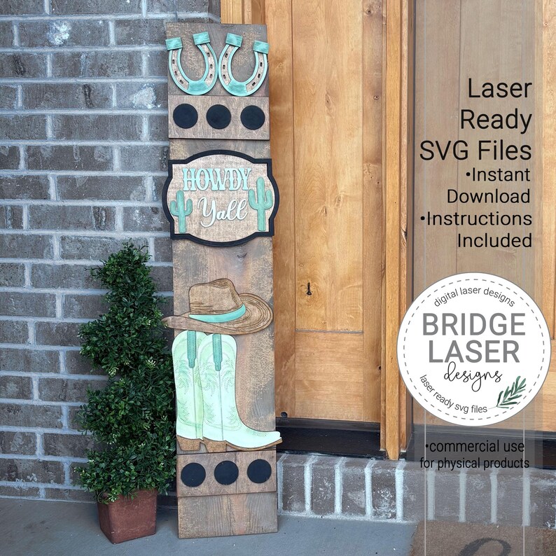 Western Porch Leaner Sign Laser Cut File, Cowboy Interchangeable Porch ...