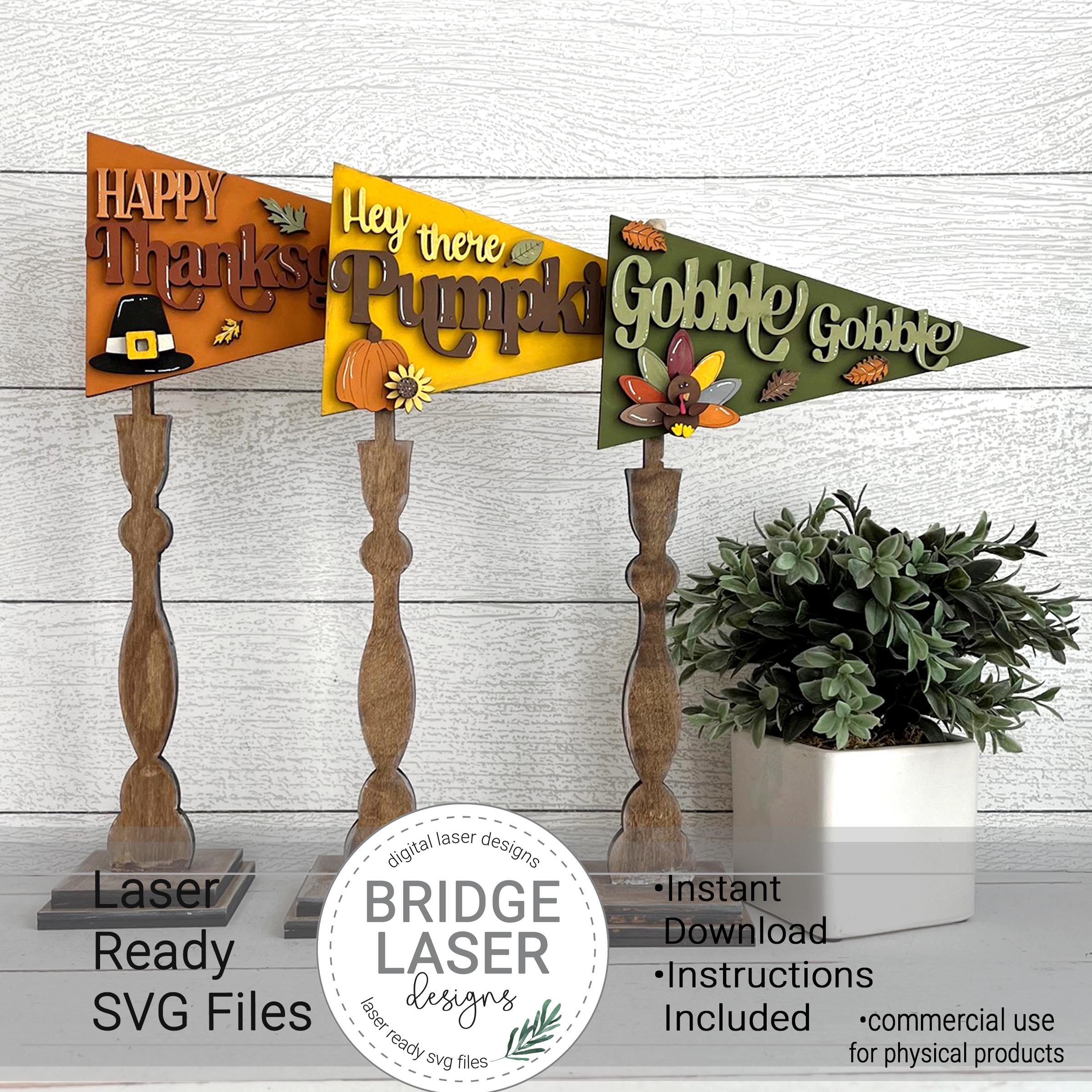 Thanksgiving Laser Cut File, Thanksgiving Interchangeable Pennants ...