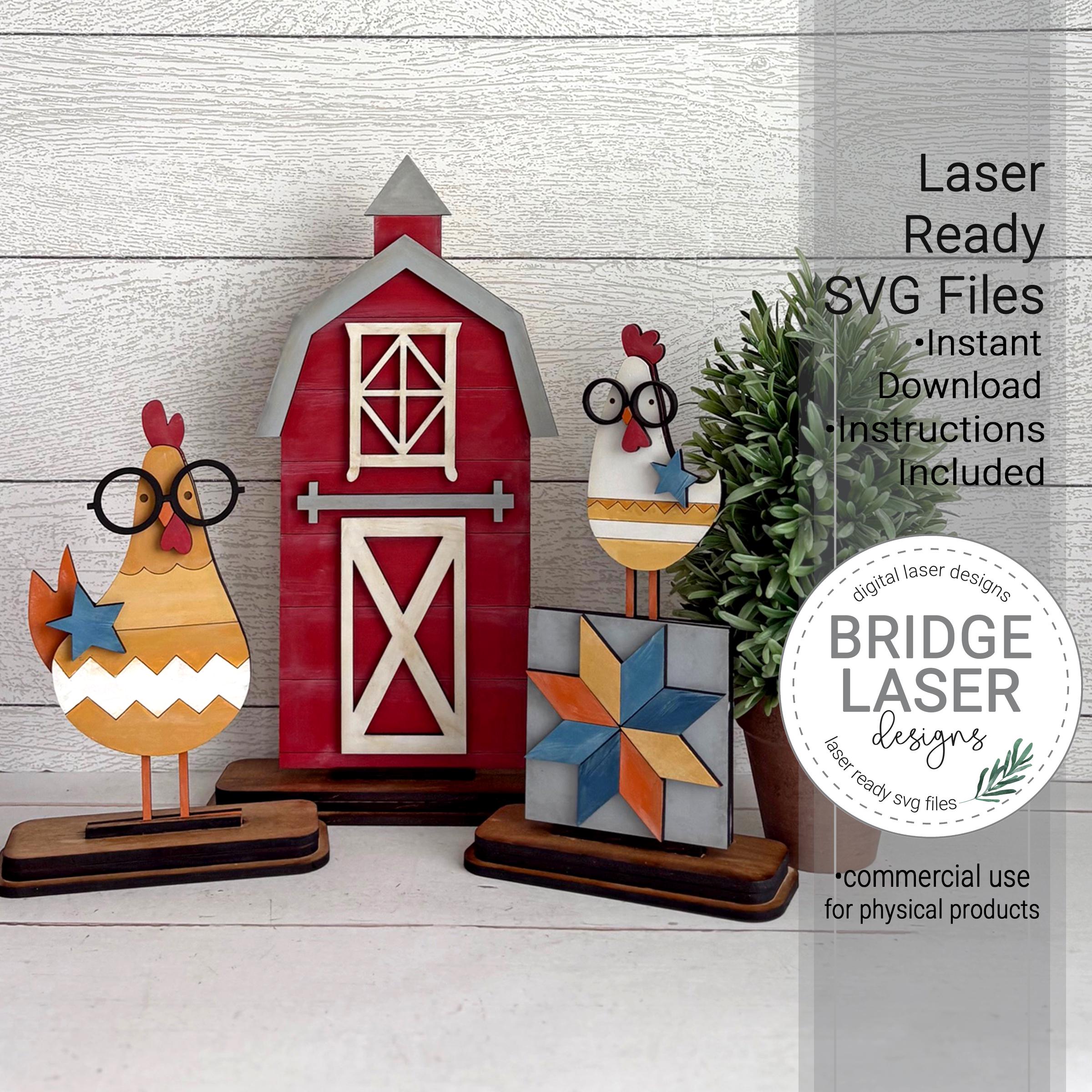 Chicken Laser Cut Files, Farmhouse Trio Shelf Sitter Laser, Chicken ...