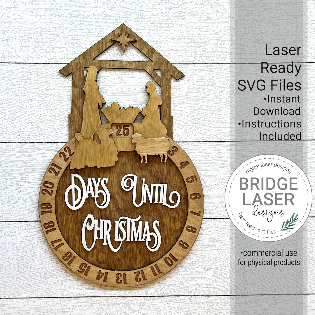Nativity Christmas Countdown Laser Cut File, Christmas Nativity ...