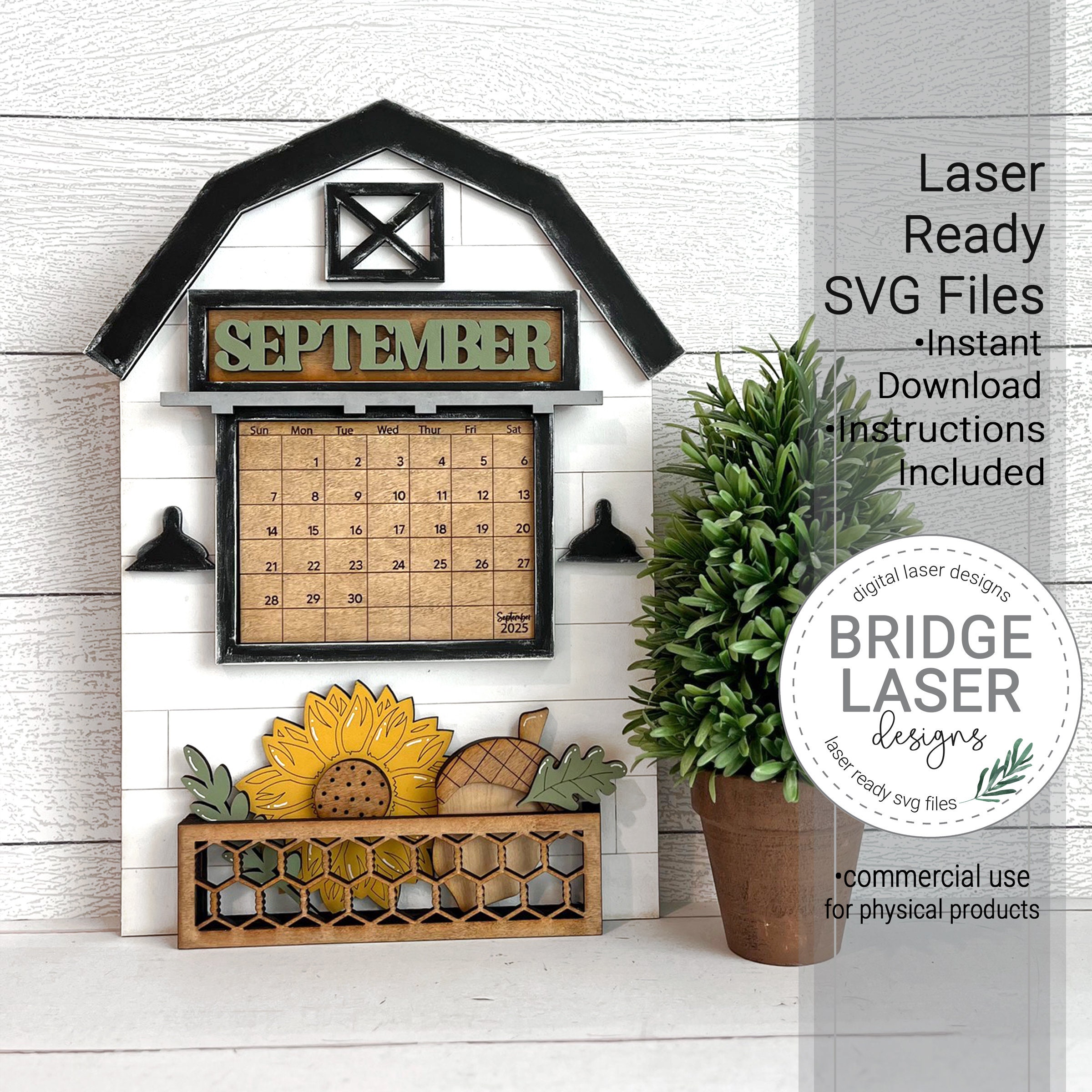 Calendar BUNDLE 1 Laser Cut Files, Interchangeable Laser SVG, Calendar ...