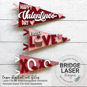 Valentine's Day Pennants Laser Cut File, Valentine Interchangeable ...