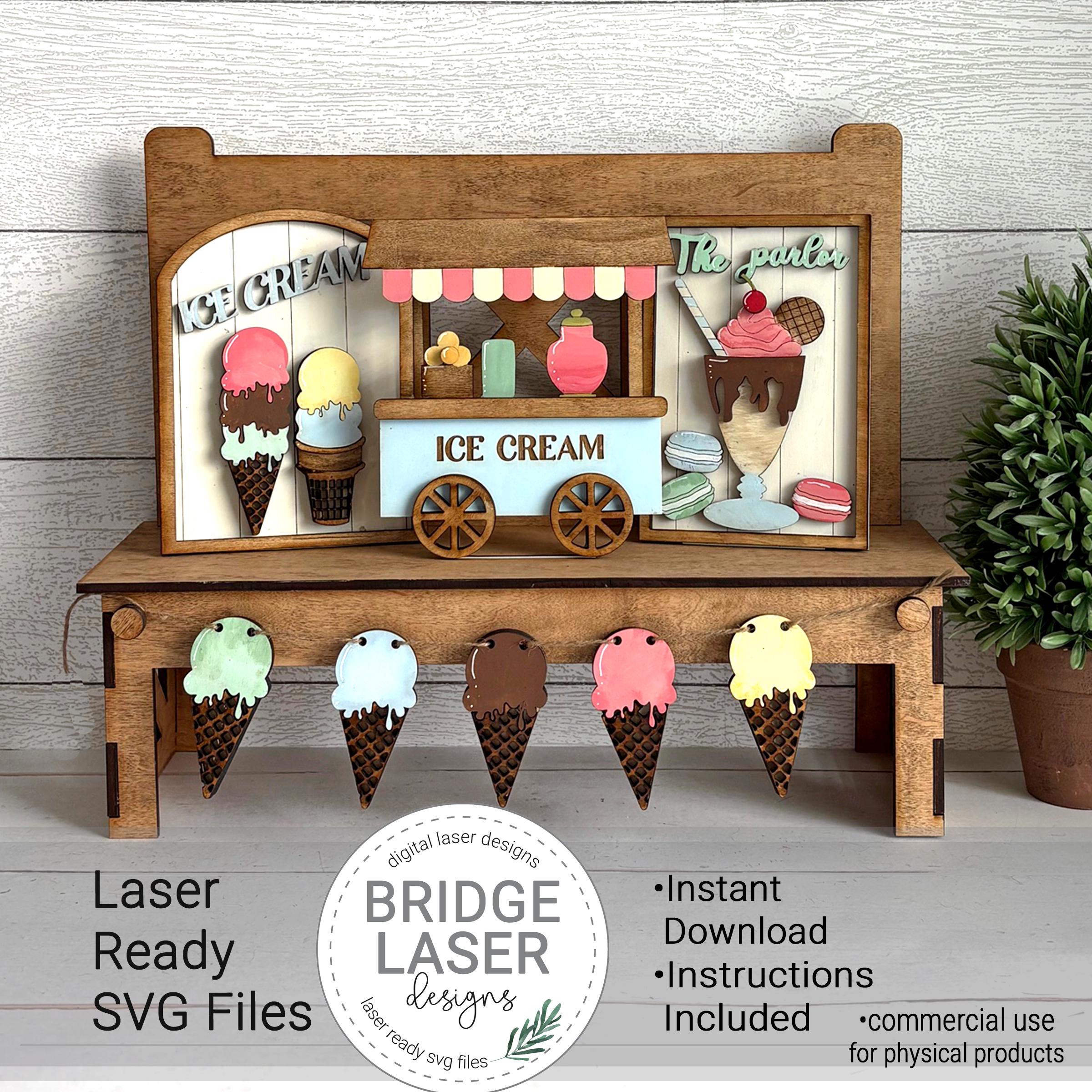 Summer Laser Cut File, Summer Interchangeable Bench Sign, Ice Cream ...