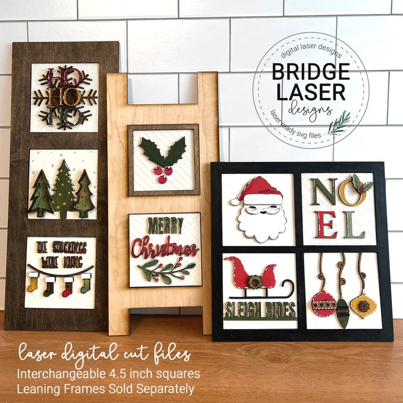 Christmas Laser Cut Designs Christmas Interchangeable Leaning - Etsy