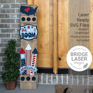 Patriotic Porch Leaner Sign Laser Cut File, Summer 4th of July ...