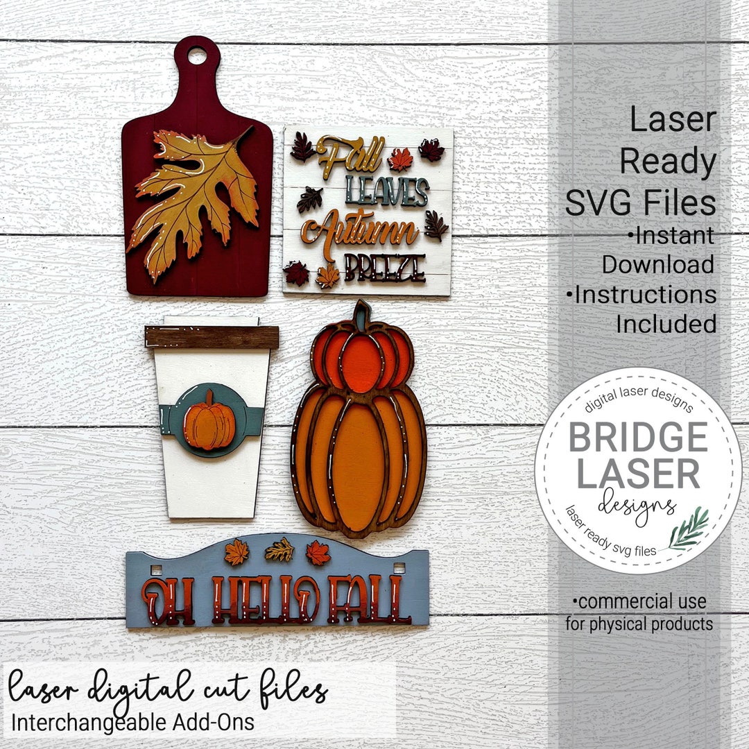 Fall Laser Cut File, Autumn Interchangeable Crate/fence, Leaves ...