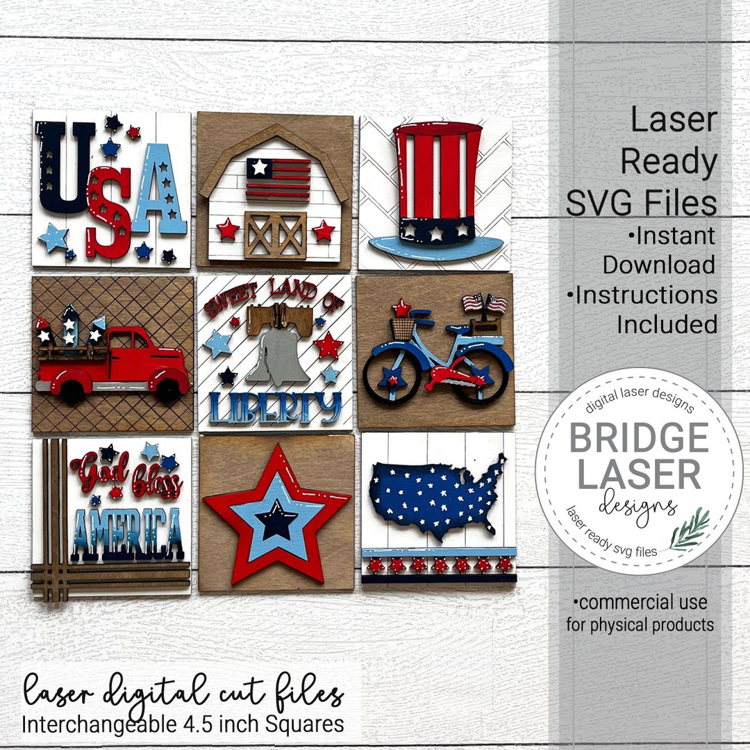 Patriotic Laser Cut Files, 4th of July Interchangeable Leaning Sign ...
