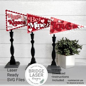 Valentine's Day Pennants Laser Cut File, Valentine Interchangeable ...
