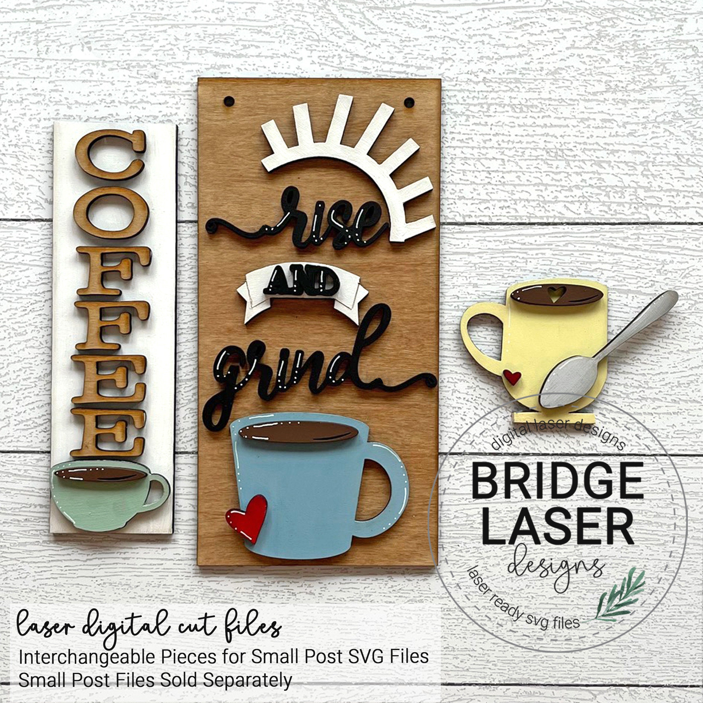 Rise and Grind Sign Laser Cut File, Coffee Interchangeable Sign SVG ...