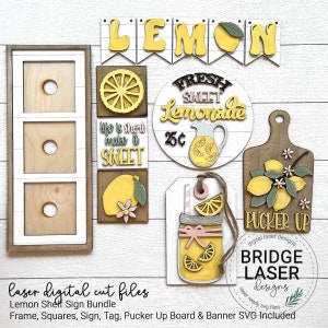 Summer Laser Cut Files, Lemon Shelf Sign Bundle SVG, Lemon Laser ...